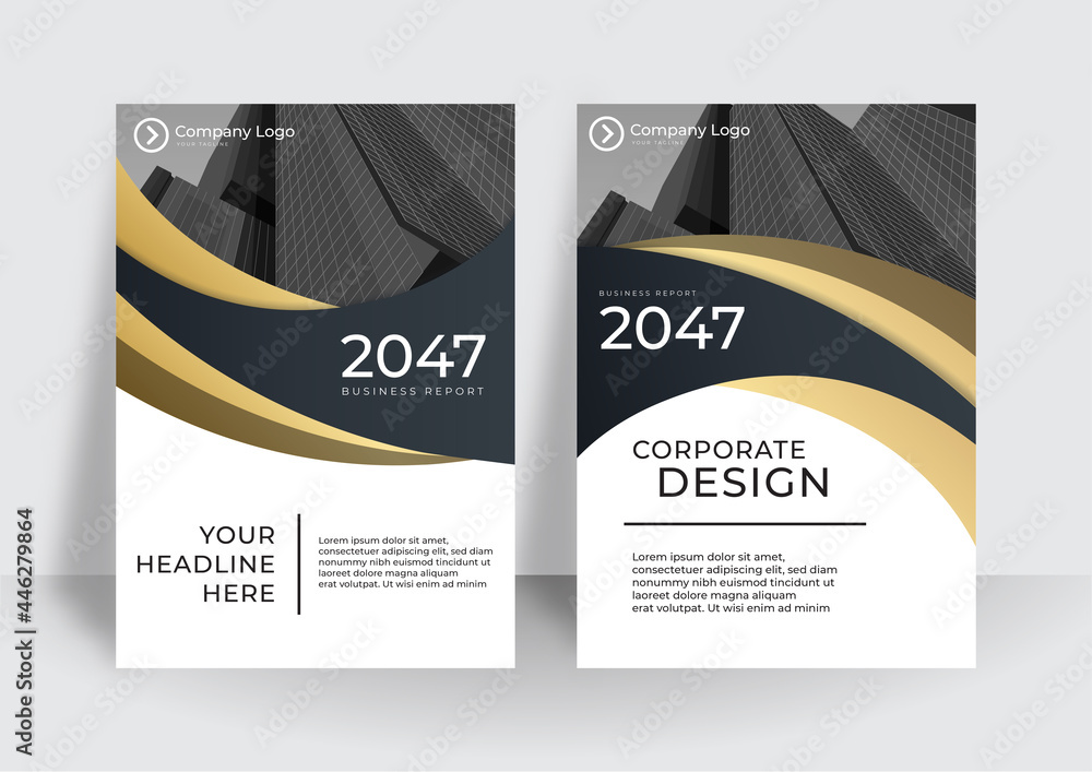 Modern gold black cover design set. Luxury creative line pattern in ...