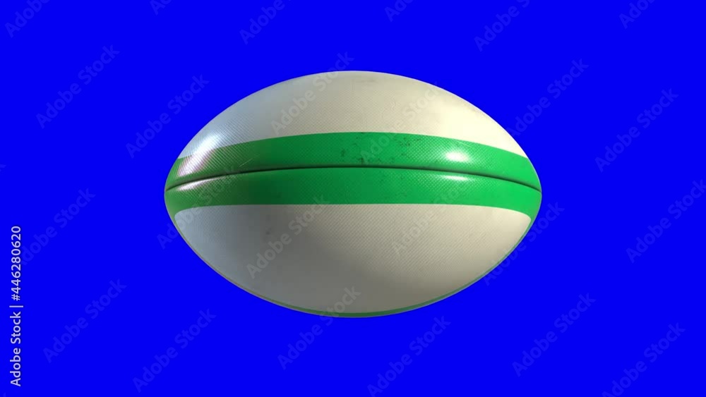 Realistic 3D ruby ball with green lines in a constant spin. Standard ...