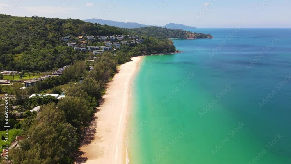 4K Aerial Side View of Nai Thon Beach in Phuket. Beach, sea and sand ...