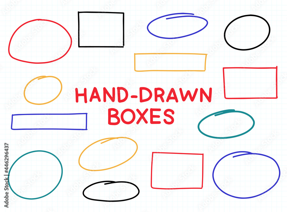 Hand drawn boxes set. Vector pencil sketch frames. Stock Vector | Adobe ...