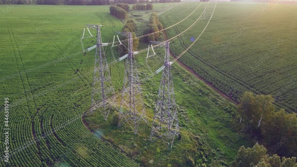 Transmission tower, power tower or electricity pylon. Steel structure ...