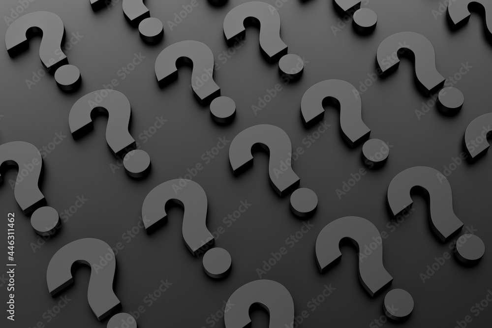 A multitude of question marks in the form of a repeating pattern on a ...