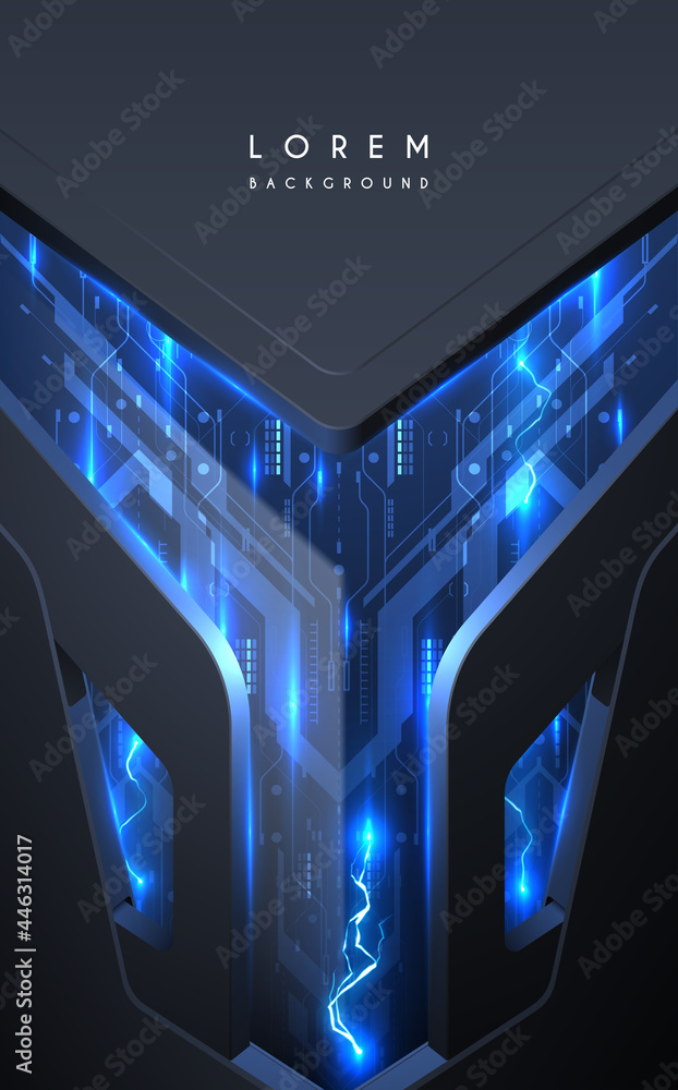 Abstract metal technology background with blue glow effect Stock Vector ...
