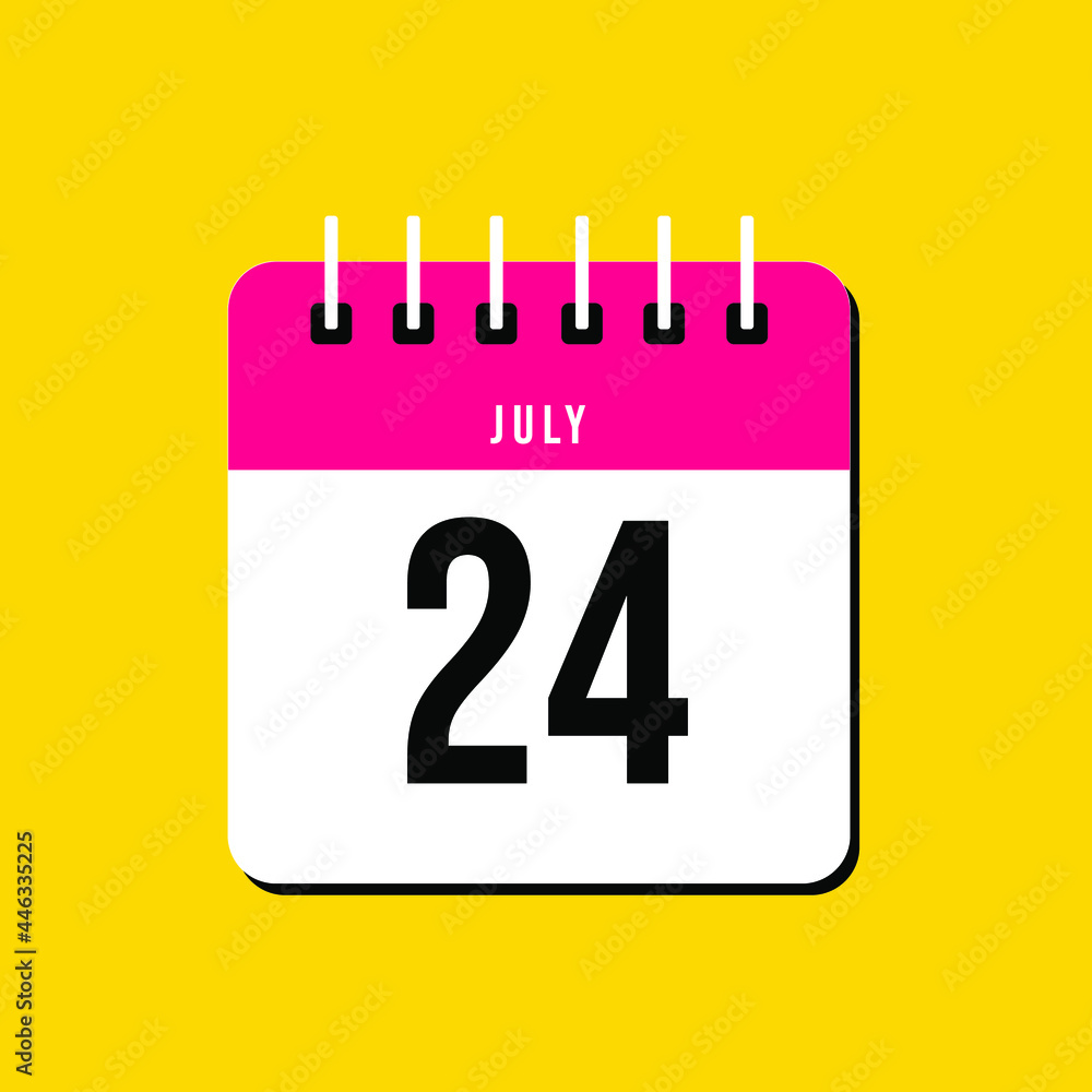 July day 24. Number twenty four on a white paper with pink color border ...