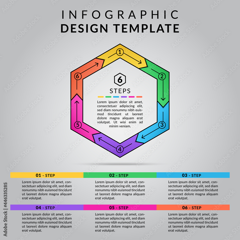 6 steps info graphic design template. Modern infographic template. 6 ...