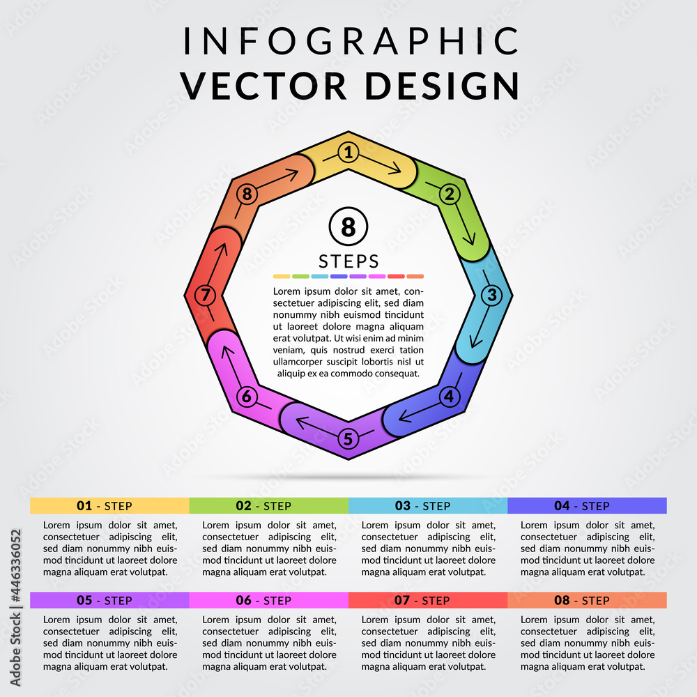 8 steps infographics presentation design template. 8 steps simple and ...