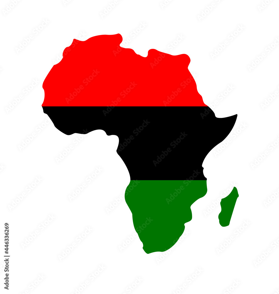 africa continent shape simplified with pan african flag vector isolated ...