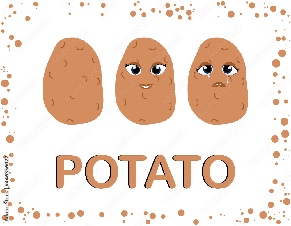 Attractive vegetable of vector card of potatoes emoji set. This ...