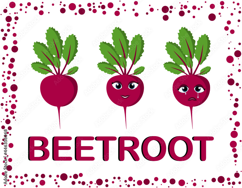 Attractive vegetable of vector card of beetroot emoji set. This beetroot card can use for ...