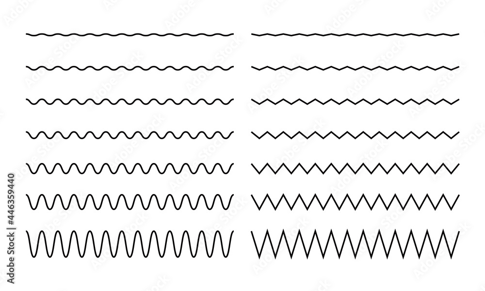 Wave, zigzag, wiggle line stroke for divider, border design. Curve ...