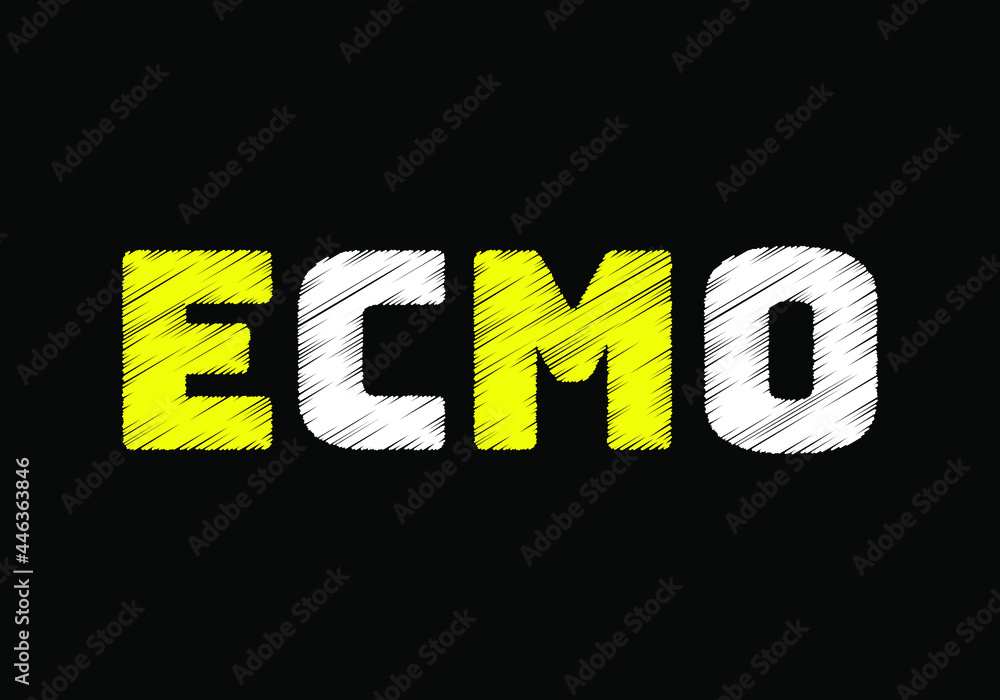 ECMO writing on black background. Extra Corporeal Membrane Oxygenation ...