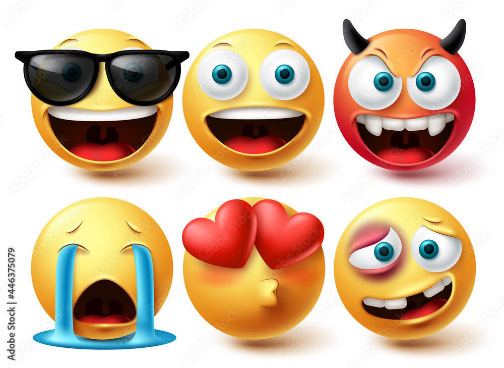 Smiley face vector set. Smileys emoji icon collection in isolated in ...