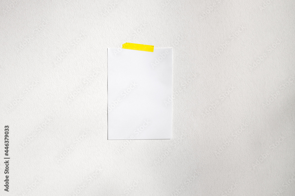 Mockup of paper with colorful scotch paper. Empty white paper sheet ...
