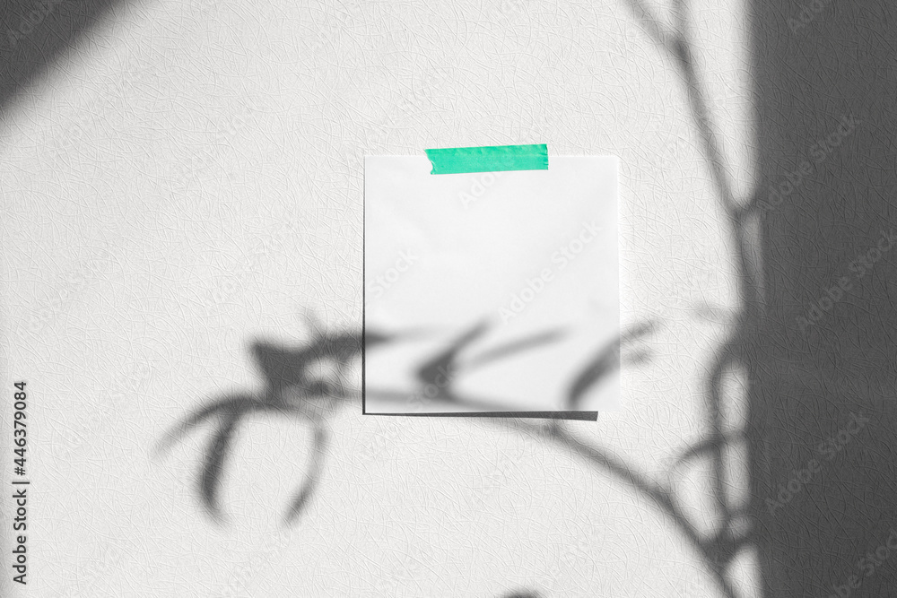 Mockup of paper with colorful scotch paper. Empty white paper sheet ...