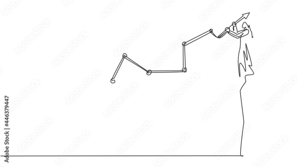 Self drawing animation of single continuous line draw young Arab ...