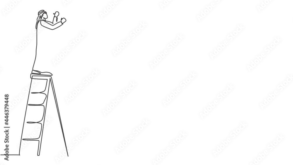 Self drawing animation of single one line draw young Arabic male ...
