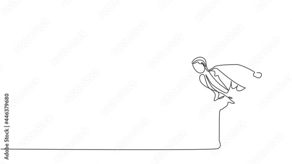 Self drawing animation of single one line draw young smart male ...