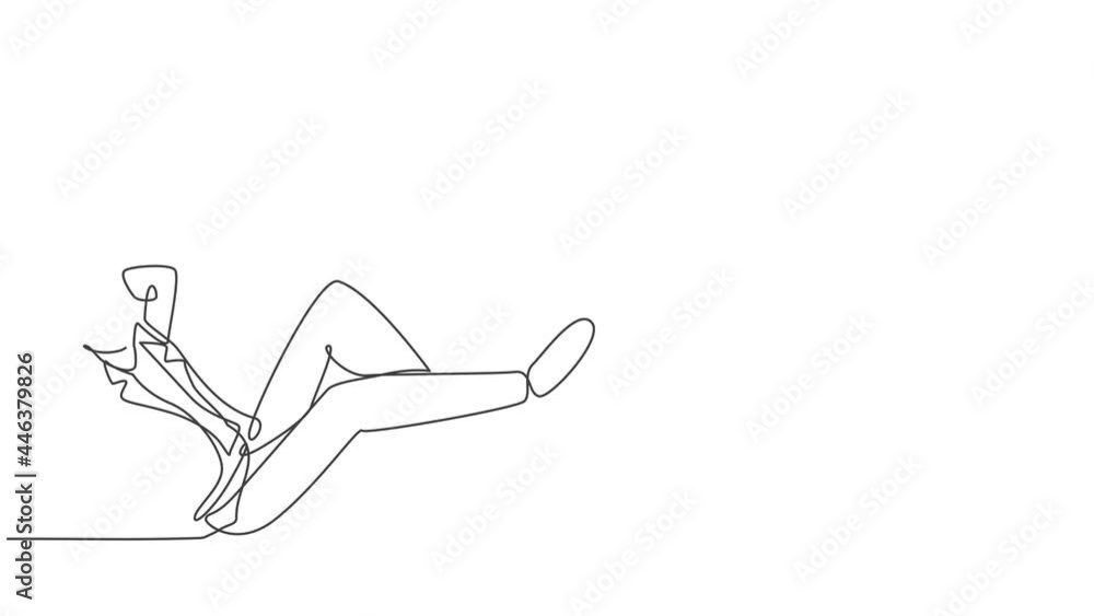 Self drawing animation of single one line draw young smart male ...