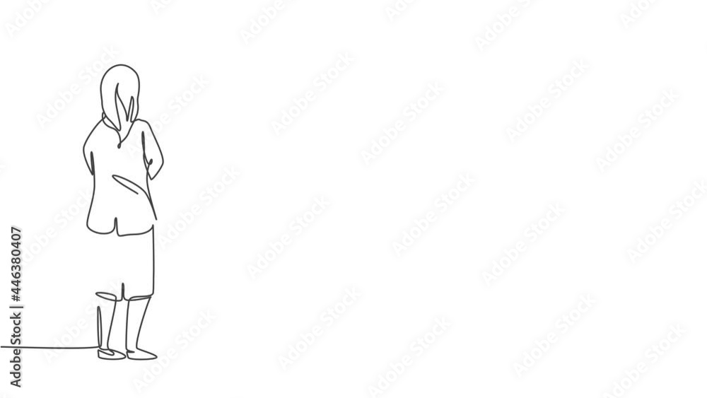 Self drawing animation of single one line draw young smart ...