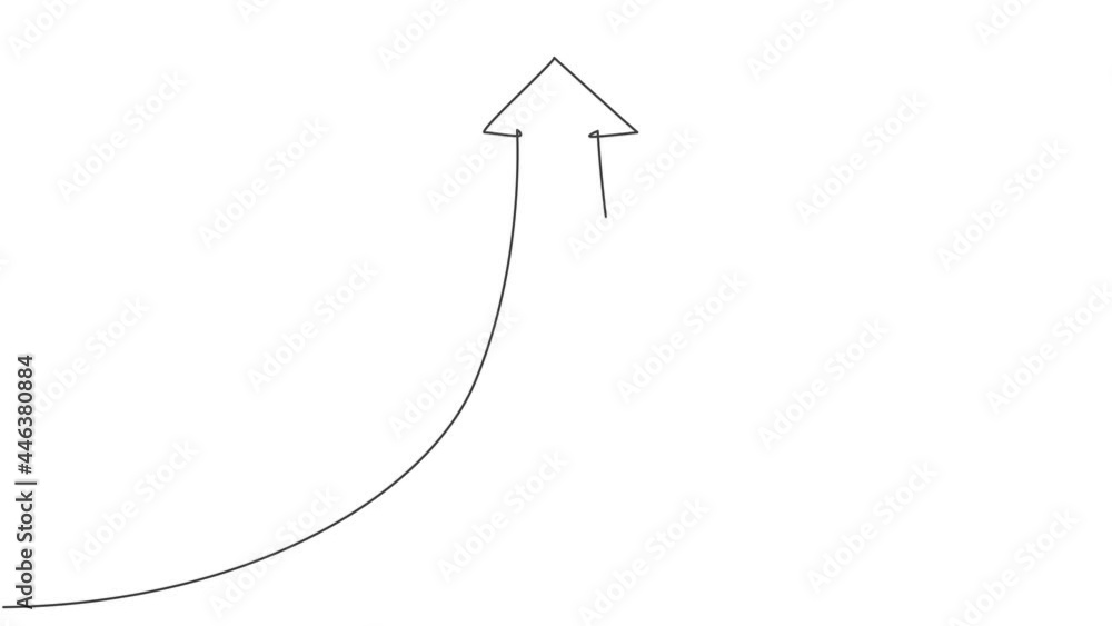 Self drawing animation of single continuous line draw success rising up ...