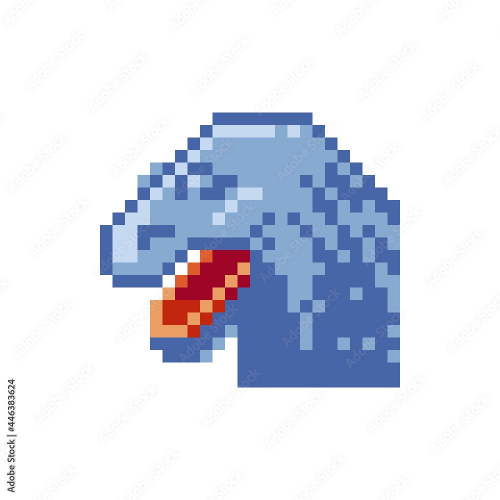 Head dinosaur character isolated vector illustration video game pixel ...