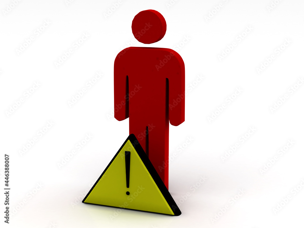 3d people - man, person with warning sign Stock Illustration | Adobe Stock