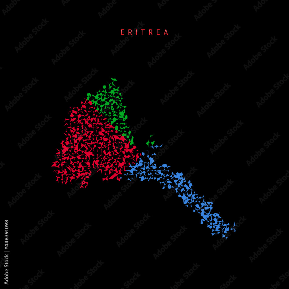 Eritrea flag map, chaotic particles pattern in the Eritrean flag colors ...