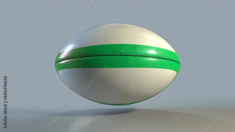 Realistic 3D ruby ball with green lines in a constant spin. Standard ...