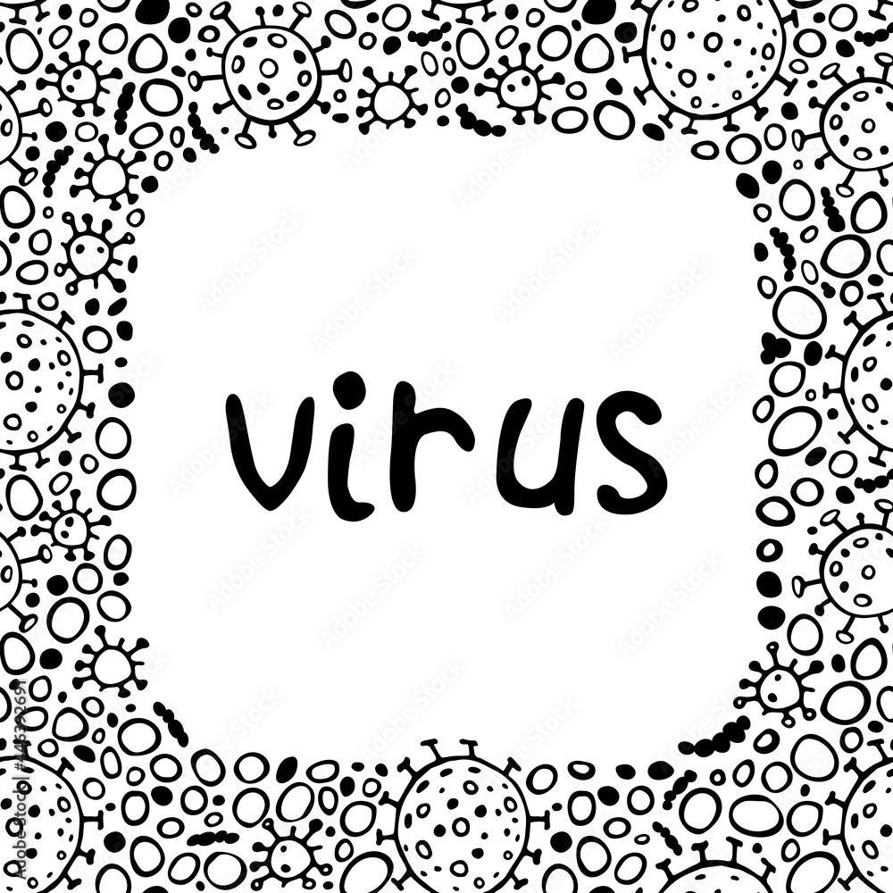 Background, frame, border from molecules, cells of virus, bacteria with ...