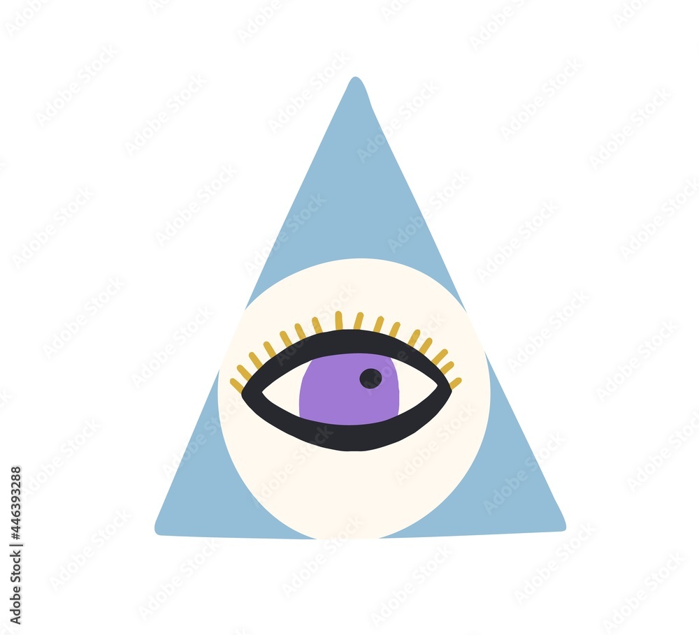 Esoteric evil eye with eyelashes. Magic spiritual eyeball inside mason ...