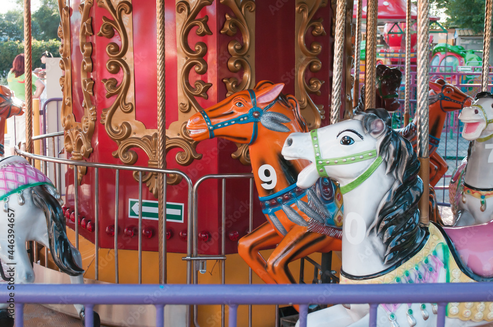 Funfair. Carousel. Amusement park. Stock Photo | Adobe Stock