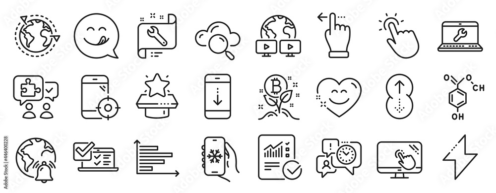 Set of Technology icons, such as Seo phone, Energy, Online survey icons ...