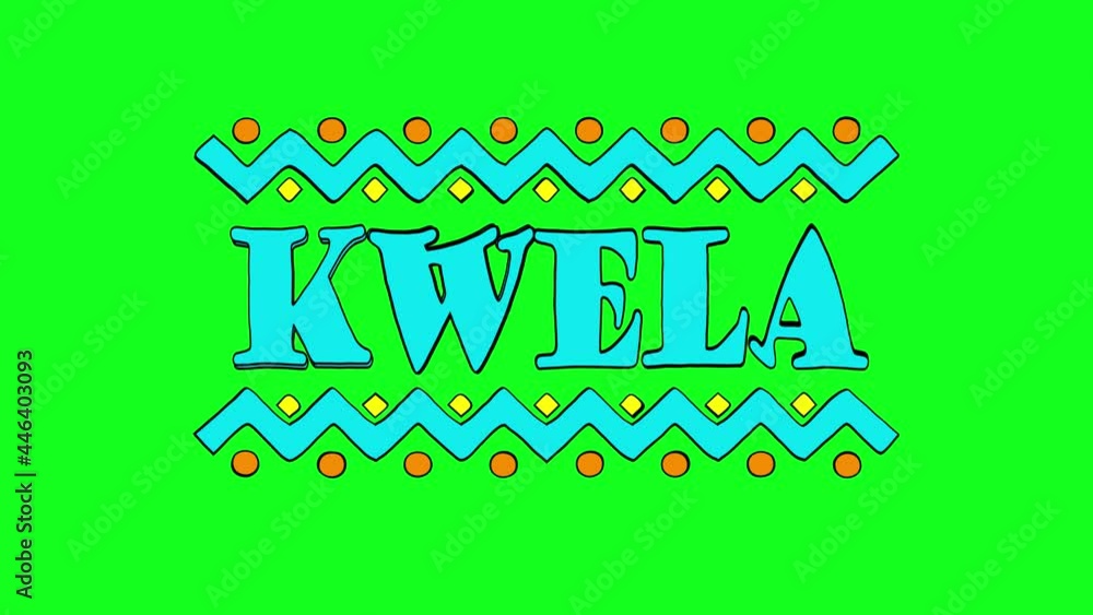 Kwela African music style. 4K color video. Animation text on green ...