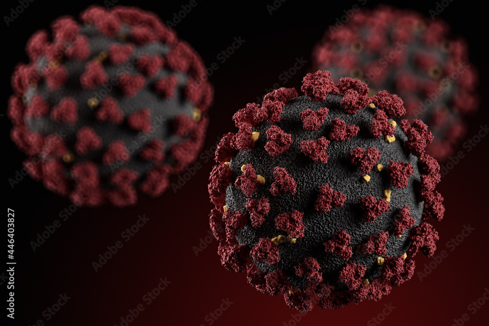 Visualization of the SARS-CoV-2 virus (COVID19). An illustration of a ...