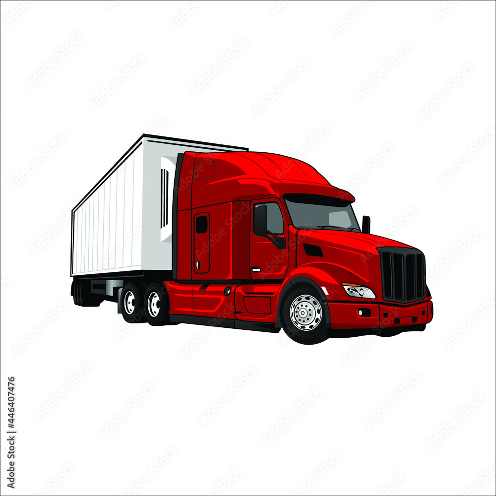 Tractor Truck Vector with Trailer vector de Stock | Adobe Stock