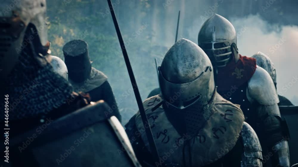 Epic Invading Army of Medieval Soldiers Marching on Battlefield ...