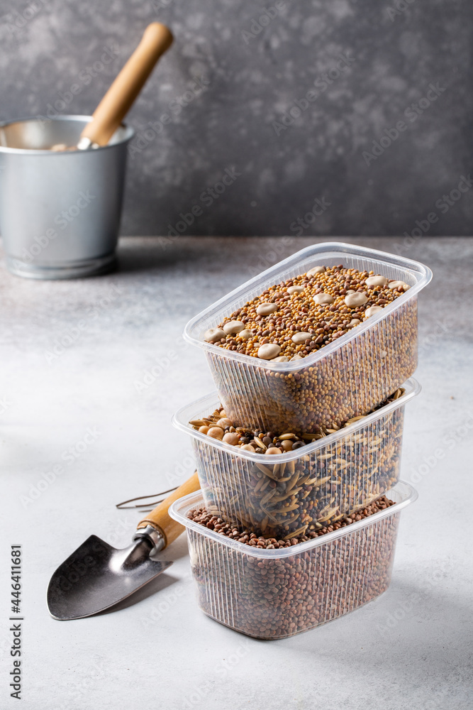 Green manure, siderates. Three types of seed mix fast growing green ...