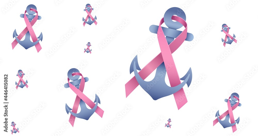 Composition of multiple ribbon anchor logo on white background Stock ...