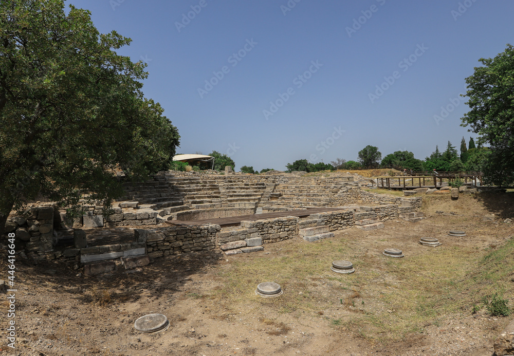 Foto Stock Çanakkale - Turkey 01.July.2021 View from the archaeological ...