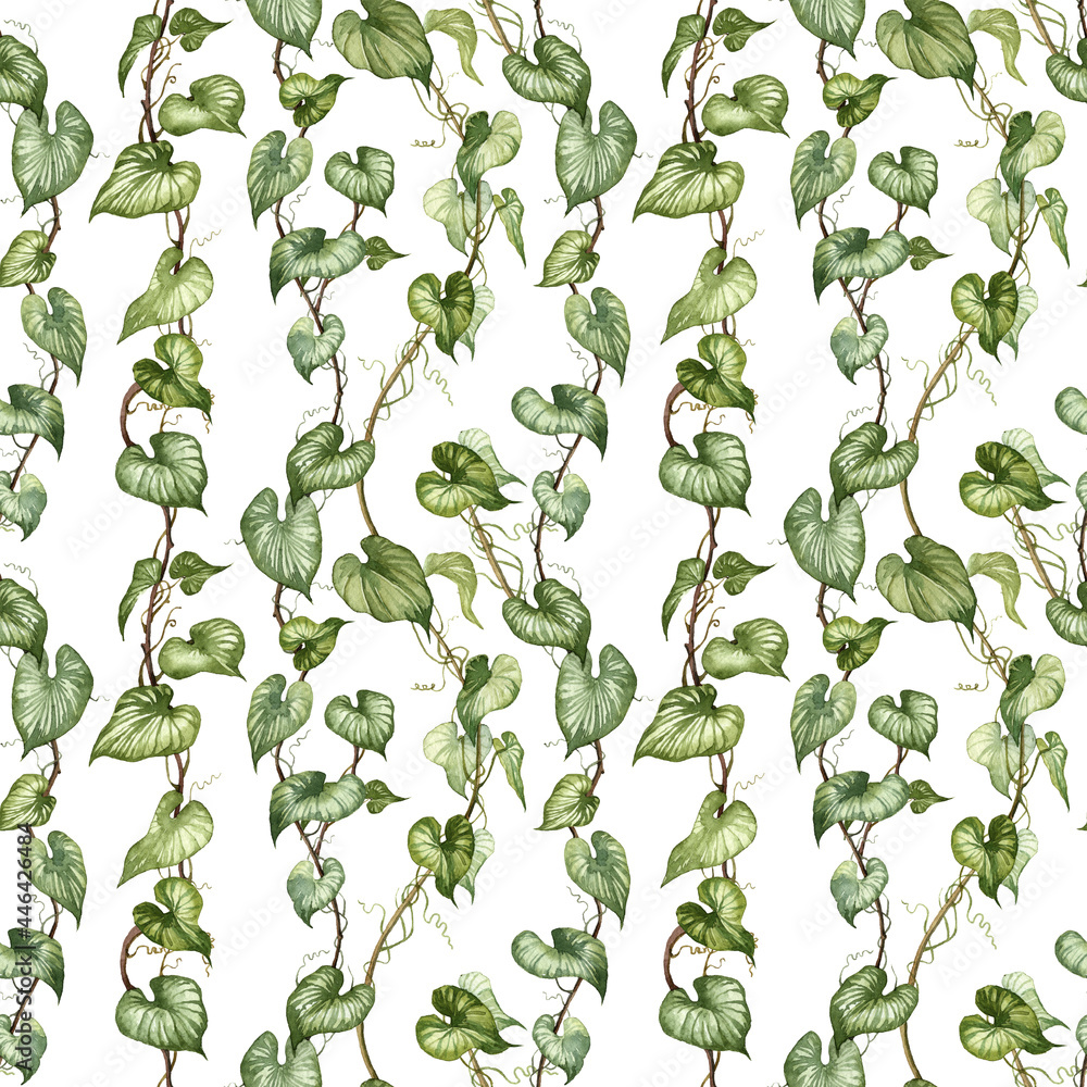 Floral seamless pattern. Square wallpapers with green ivy leaves ...