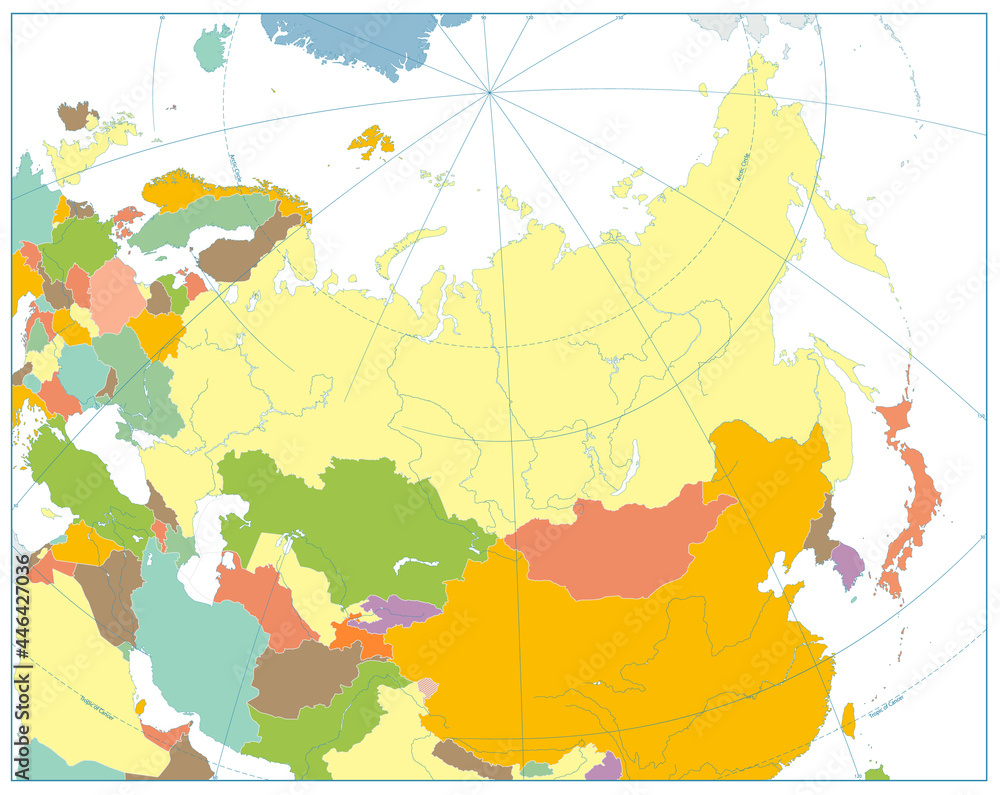 Eurasia political map isolated on white Stock Vector | Adobe Stock