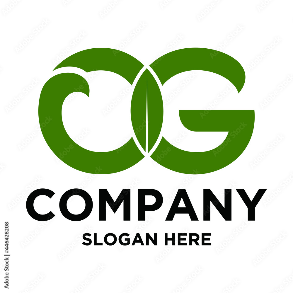 Letter OG logo design with leaf vector graphic Stock Vector | Adobe Stock
