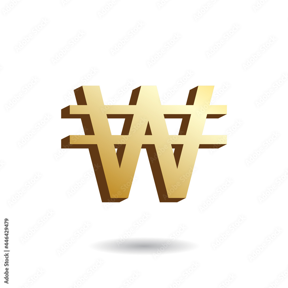 3D Vector illustration of golden won sign isolated in white color ...