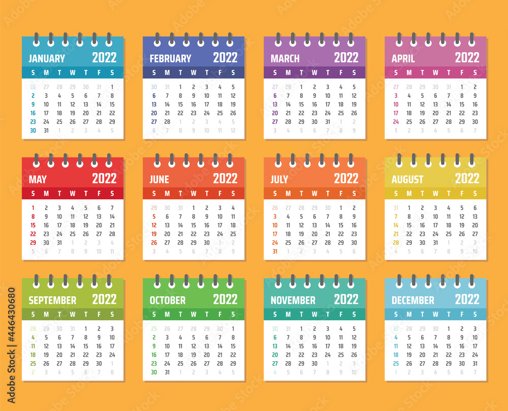 calendar for 2022 starts sunday, vector calendar design 2022 year Stock ...
