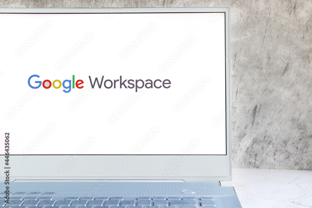 Google workspace logo on computer screen : Chiang Mai, Thailand July 18 ...