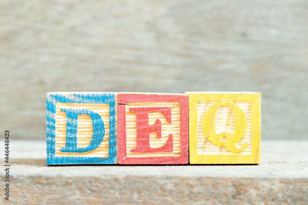 Color alphabet letter block in word DEQ (Abbreviation of Delivered Ex ...