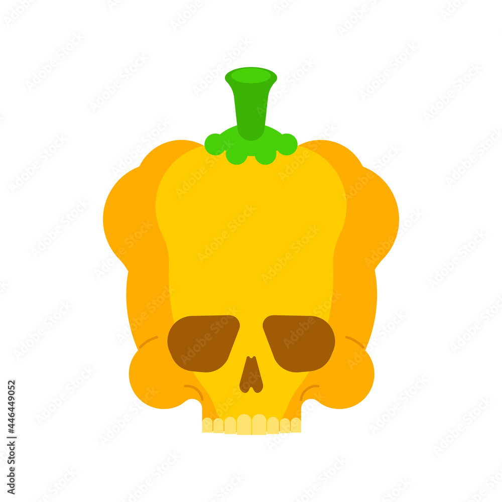 Skull Bell pepper isolated. Deadly scary vegetable vector illustration ...