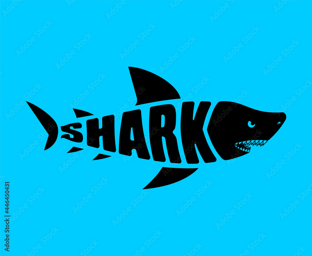 Shark lettering sign. text fish symbol. vector illustration Stock ...