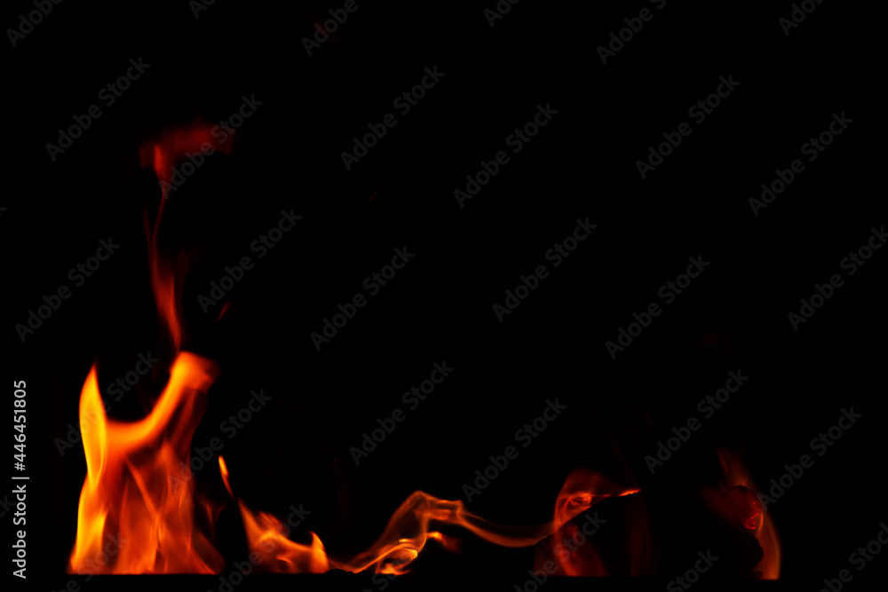 Natural flames on a radical black background. Ready for use with Adobe ...