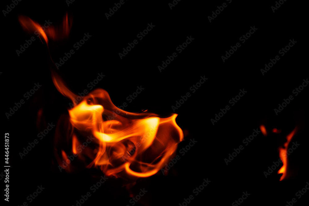 Natural flames on a radical black background. Ready for use with Adobe ...